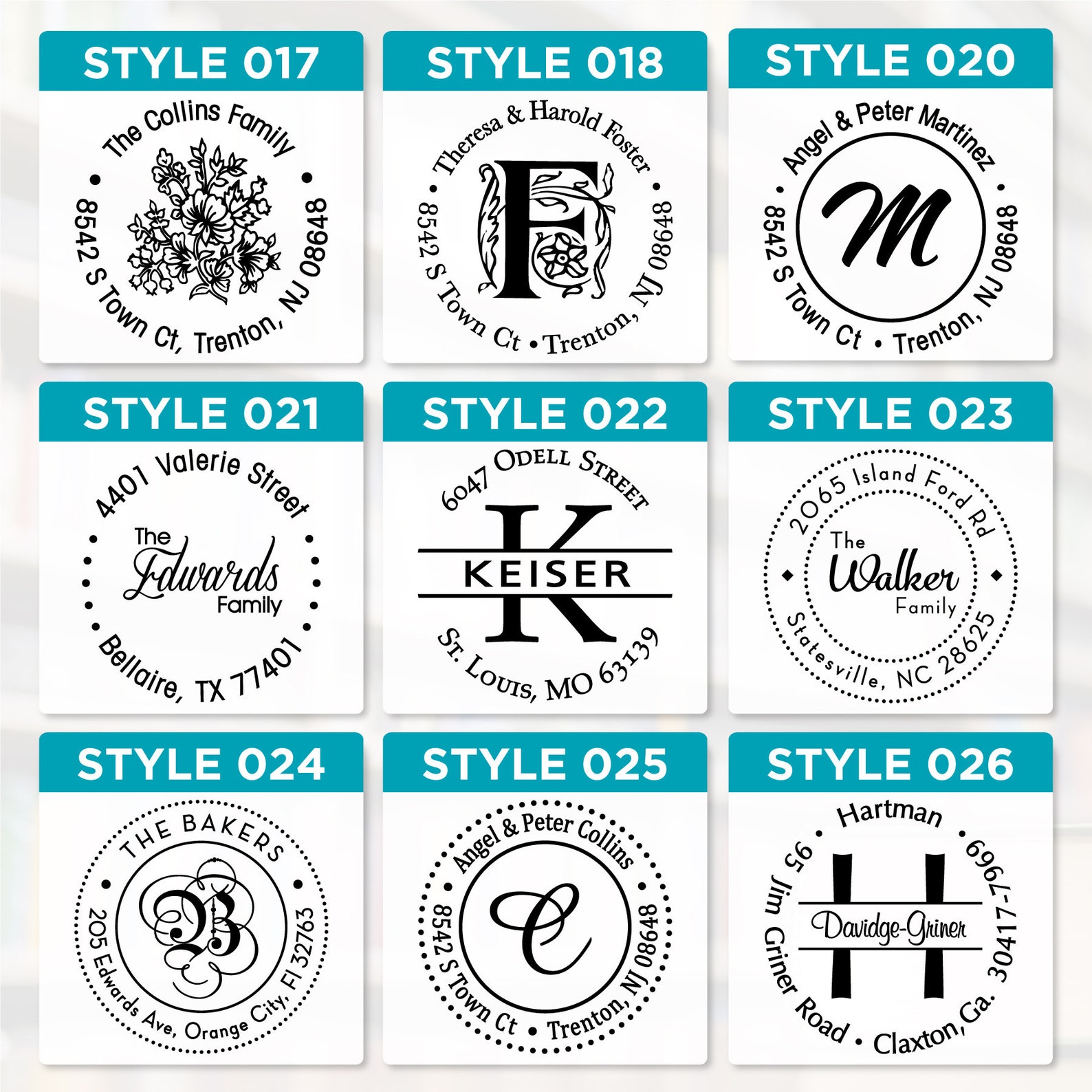 Personalized Round Self-inking Monogram Address Stamp and Ink With Name ...