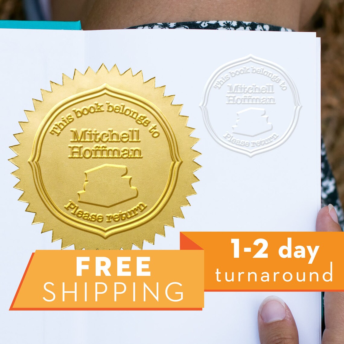 Custom Book Library Embosser - Personalized Round Seal With 50 Seal ...