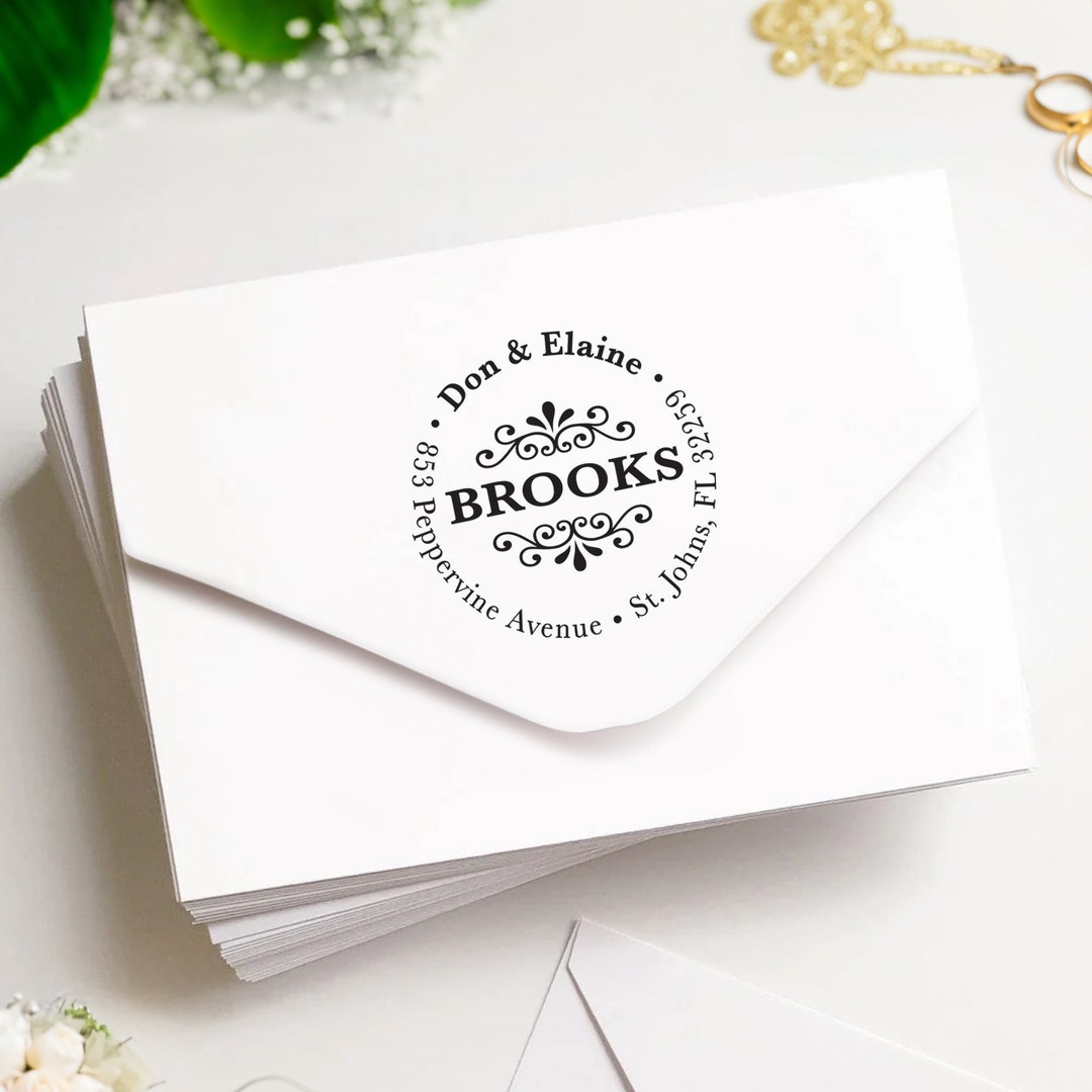 Personalized Address Stamp: Custom Self-inking Rubber Stamp (1-5/8