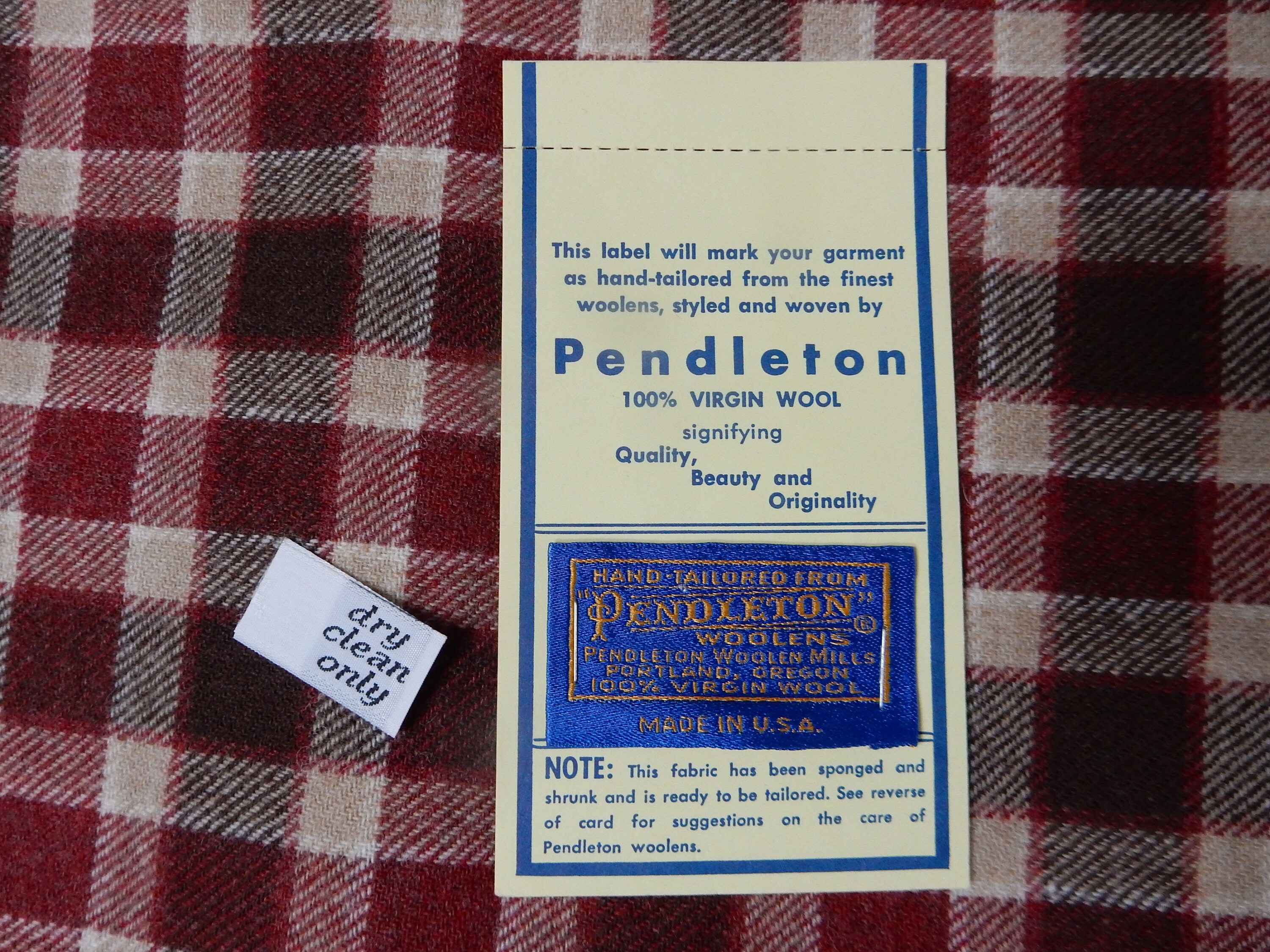 Pendleton Wool Plaid Yardage With Pendleton Tailored Tag & issues - Etsy