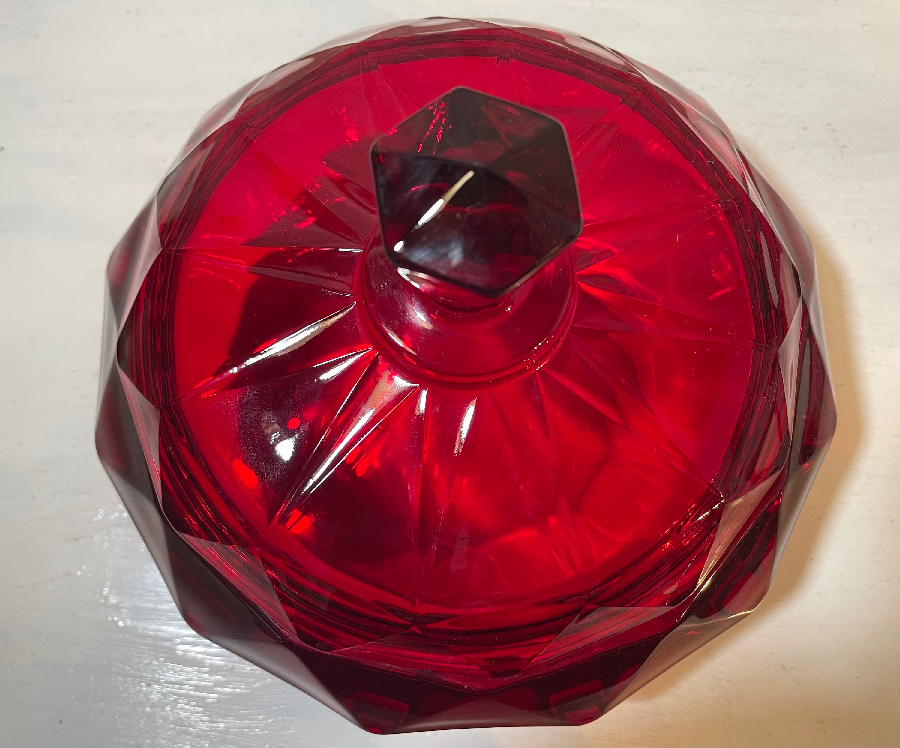 Vintage Viking Ruby Red Diamond Point Candy Dish, Stunning - Etsy