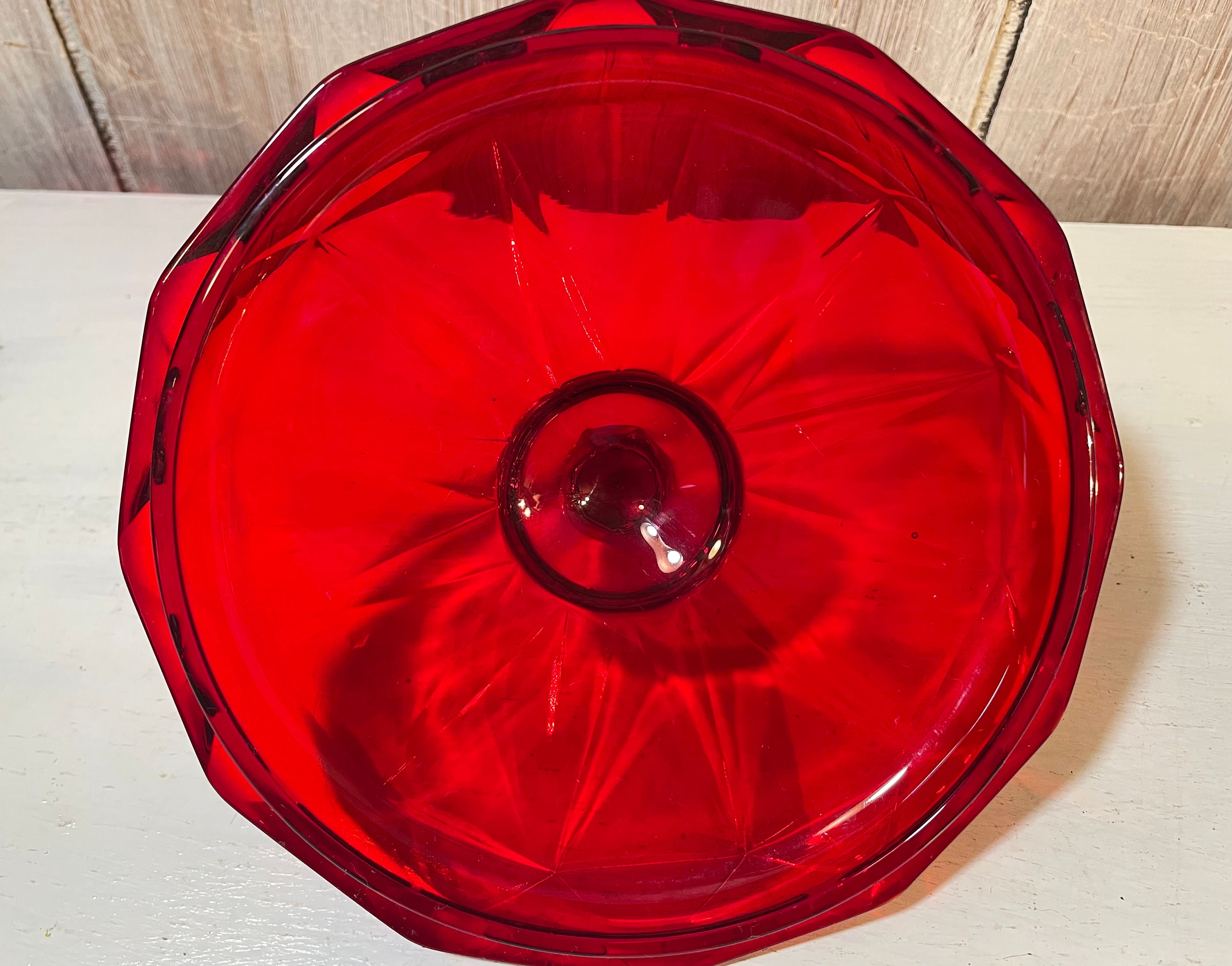 Vintage Viking Ruby Red Diamond Point Candy Dish, Stunning - Etsy