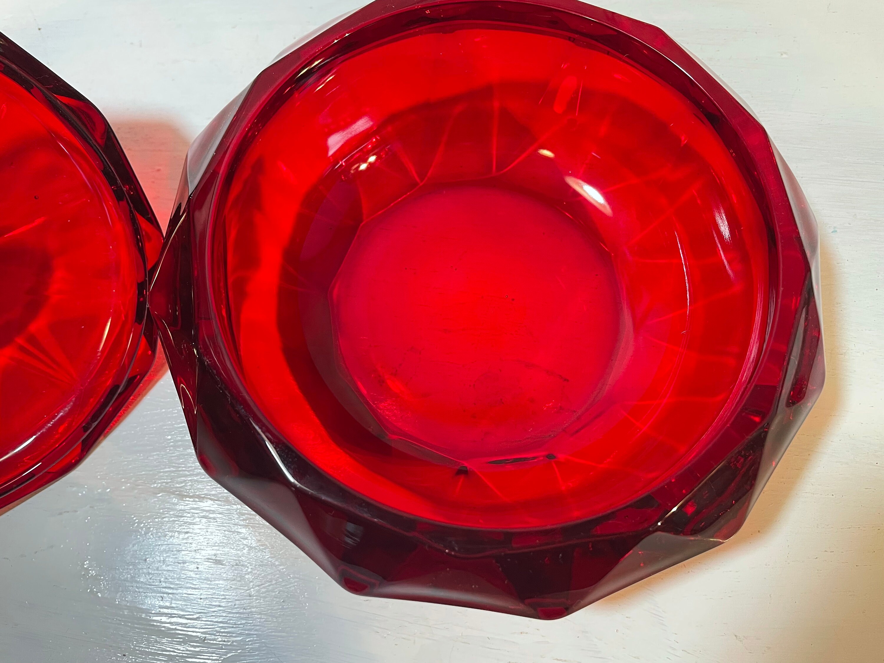 Vintage Viking Ruby Red Diamond Point Candy Dish, Stunning - Etsy