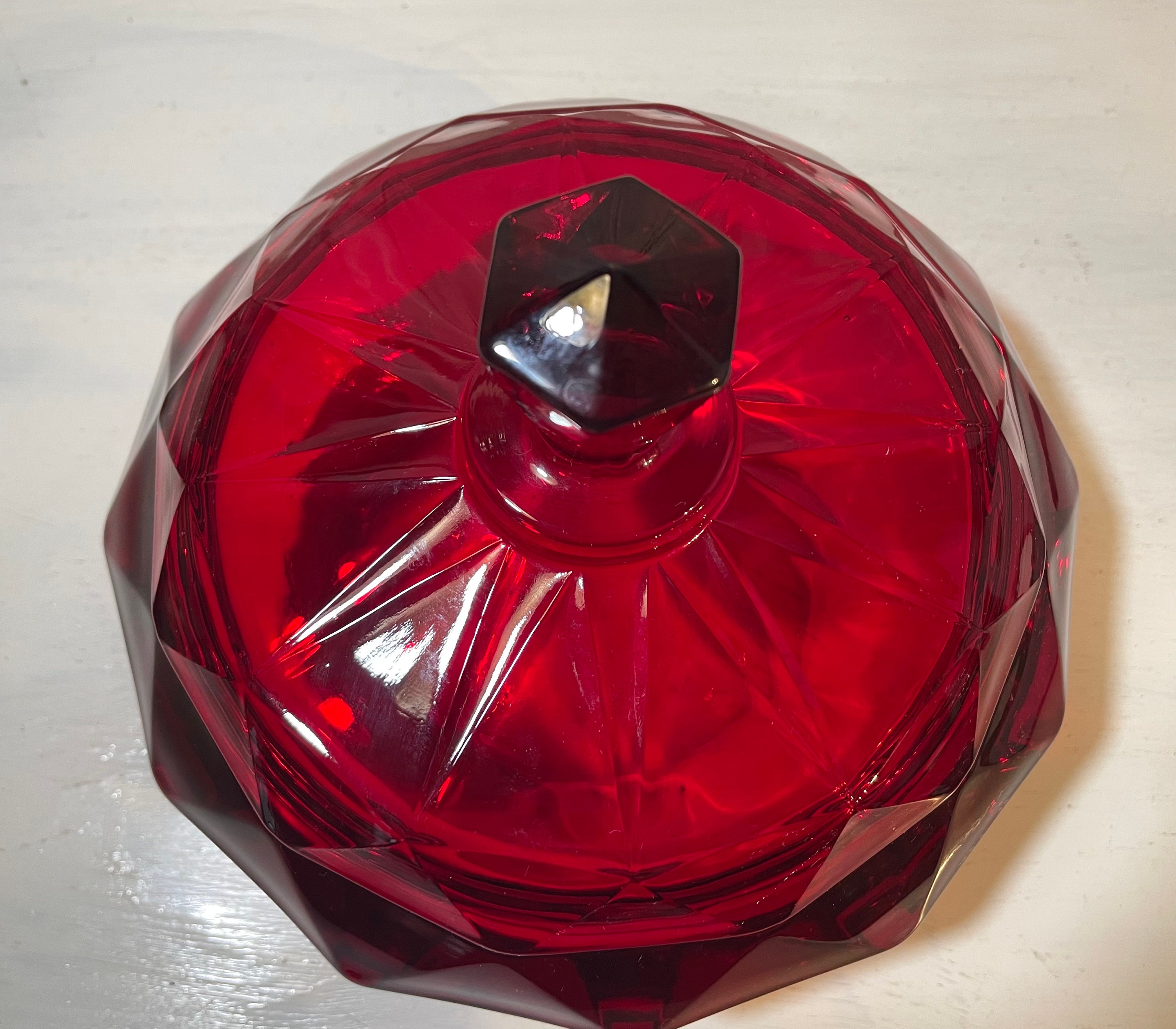 Vintage Viking Ruby Red Diamond Point Candy Dish, Stunning - Etsy