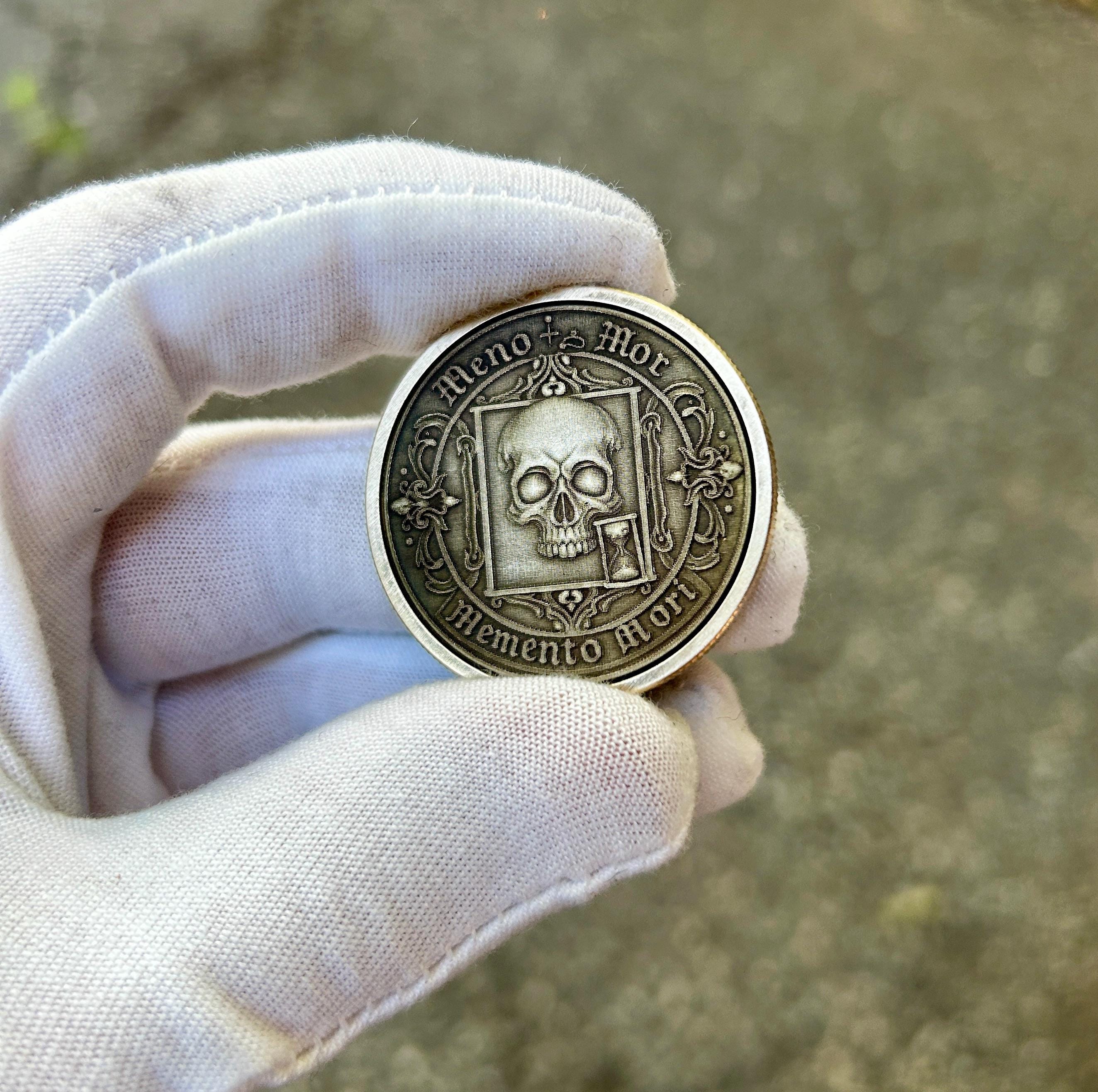 Memento Mori Challenge Coin | Solid Brass 40mm | Made in USA | Stoic ...