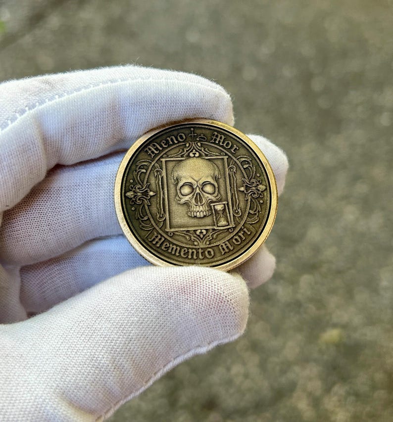 Memento Mori Challenge Coin | Solid Brass 40mm | Made in USA | Stoic ...