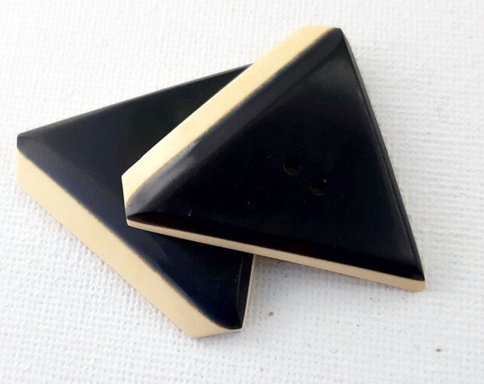 Very Large Black and Cream Layered Art Deco Triangular Buttons, Jazz ...