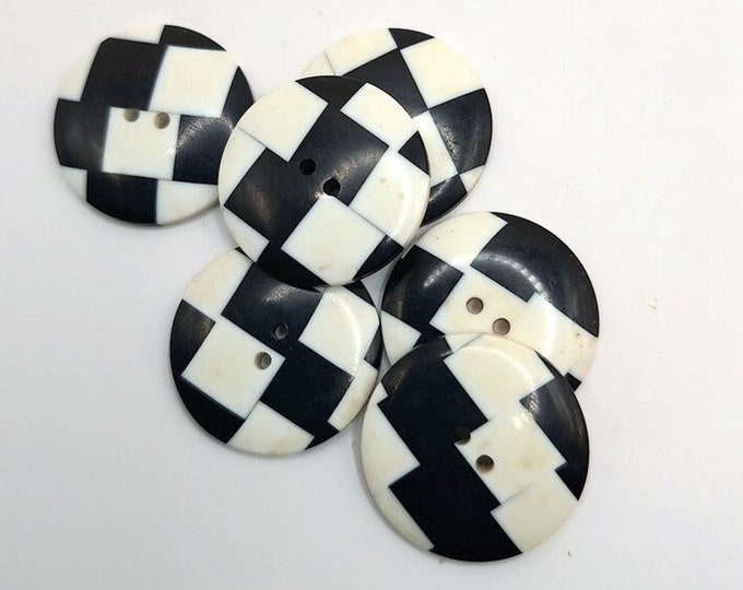 Op Art Jazz Age Vintage Buttons, Black & White Abstract Checker Board ...