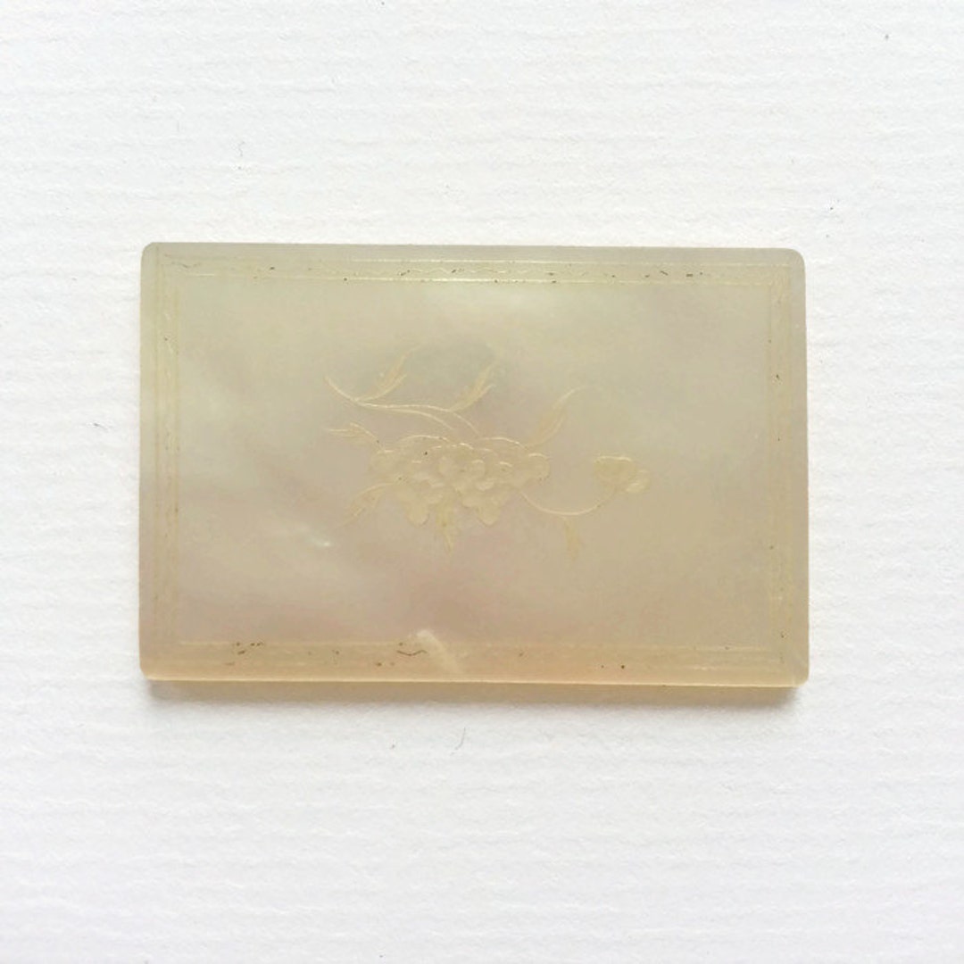 Antique MOP Chinese Gaming Chip Rectangular With Carved Edging and ...