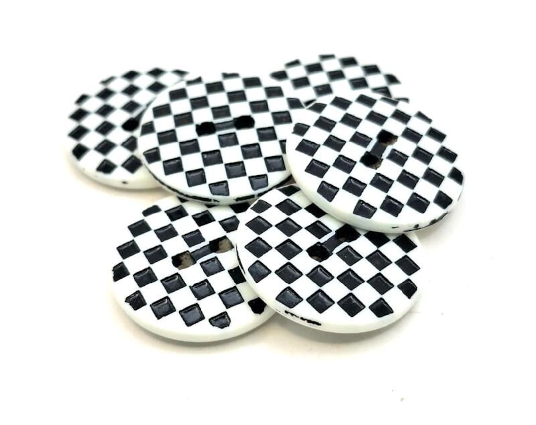 Checkerboard Buttons, Black and White Squares Fun Buttons for Jacket ...