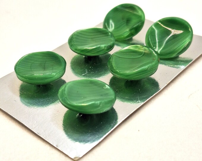 Vivid Green Glass Buttons With a Minimalist Wave Pattern and Molded ...