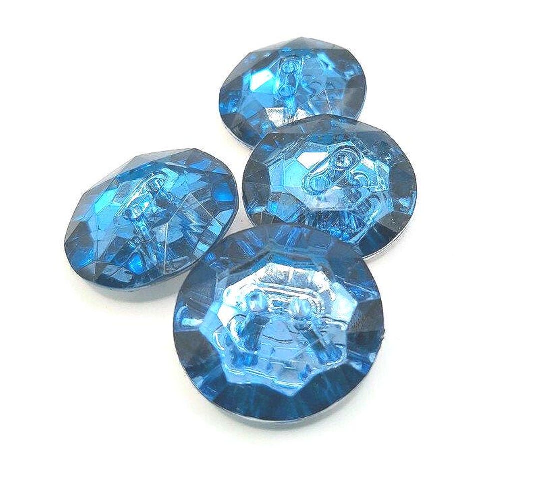 Blue Jewel Diamond Facet Cut Chunky Large Coat Buttons From the 90's ...