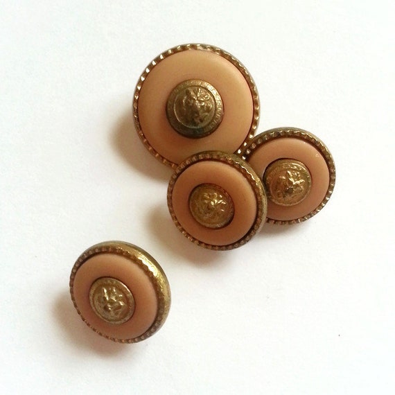 Gold and Camel Colour Metal Buttons Eighties Raised Mask in | Etsy