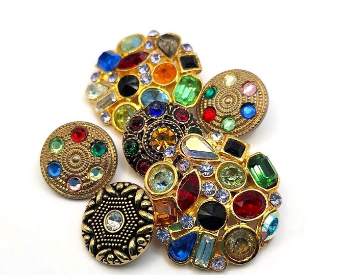 Fancy Multi Colored Rhinestone Buttons in a Mixed Lot of Large and ...