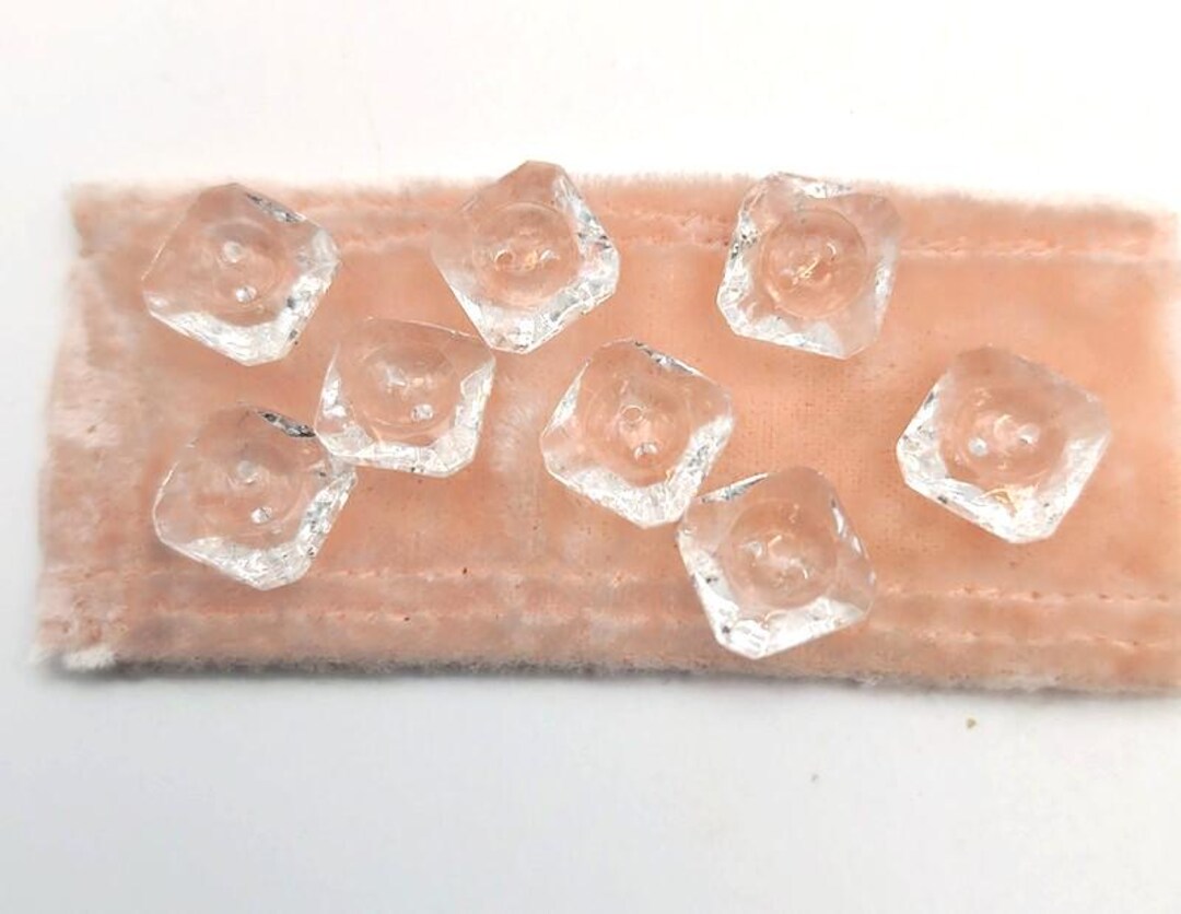 Pretty Square Cut Crystal Half Inch Glass Buttons From the 1940's ...