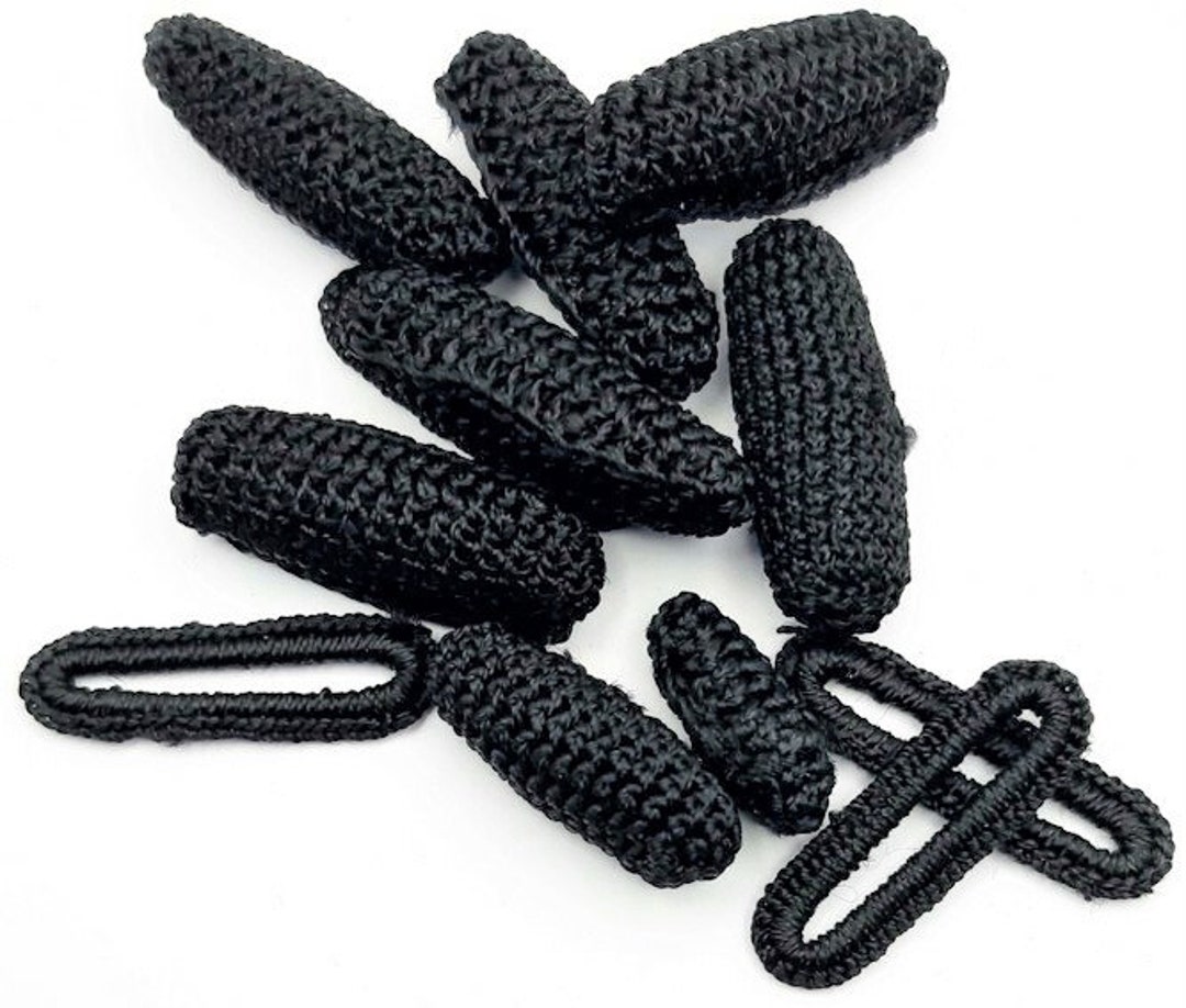 Victorian Hand Made Intricate Small Black Silk Toggle Buttons, Soutache ...