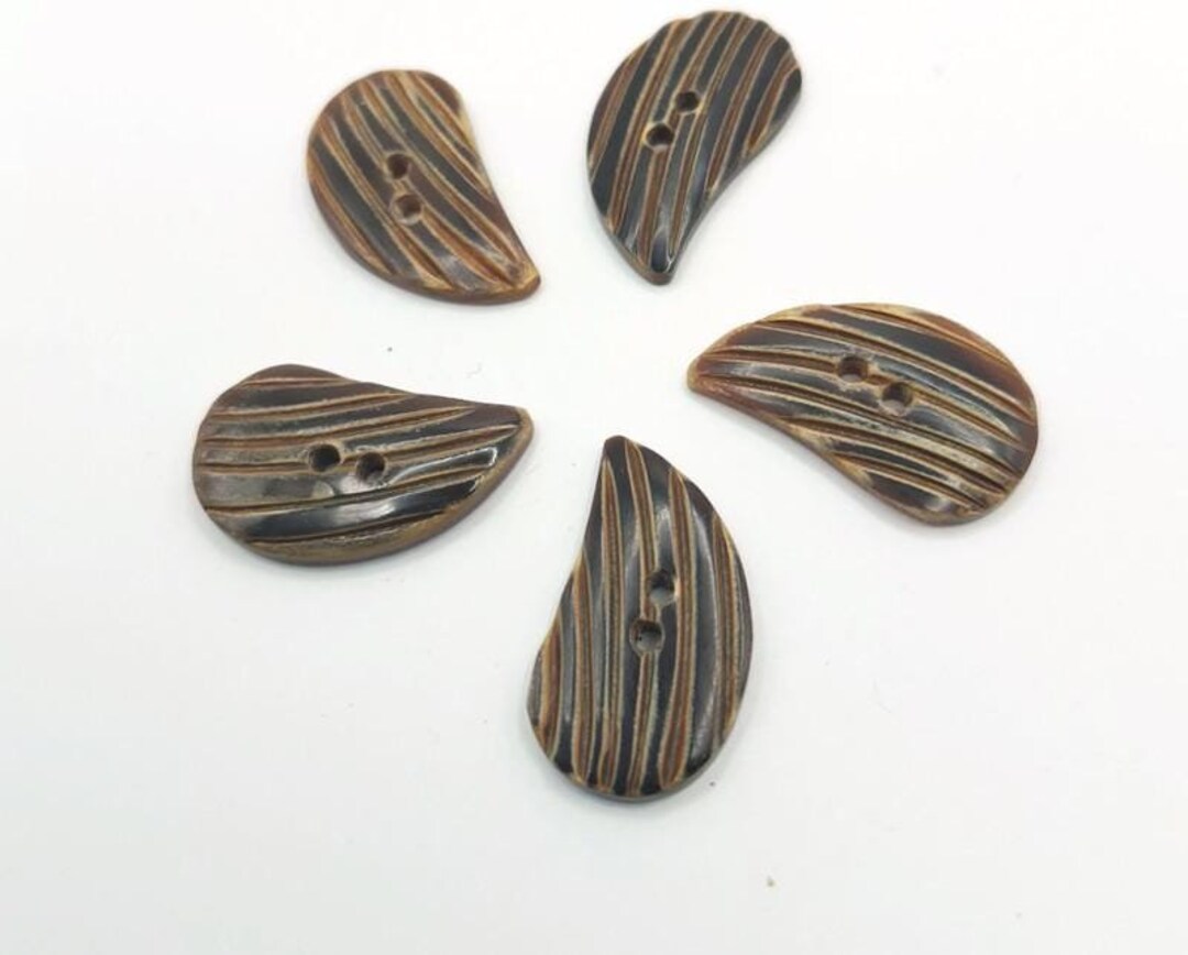 Carved Horn Teardrop Shaped Buttons for Mens Waistcoat,leatherwork ...