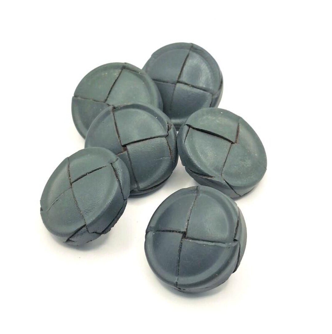 Dark Gray One Inch Plaited Leather Vintage Buttons, From 1990s Metal ...