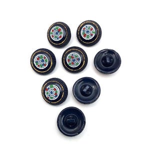 Folklore Style Royal Blue Glass Buttons With Tiny Raised Dots Hand ...