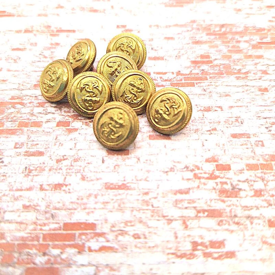 Small Naval Vintage Brass Buttons With Anchor, Sea Faring Theme Naval ...