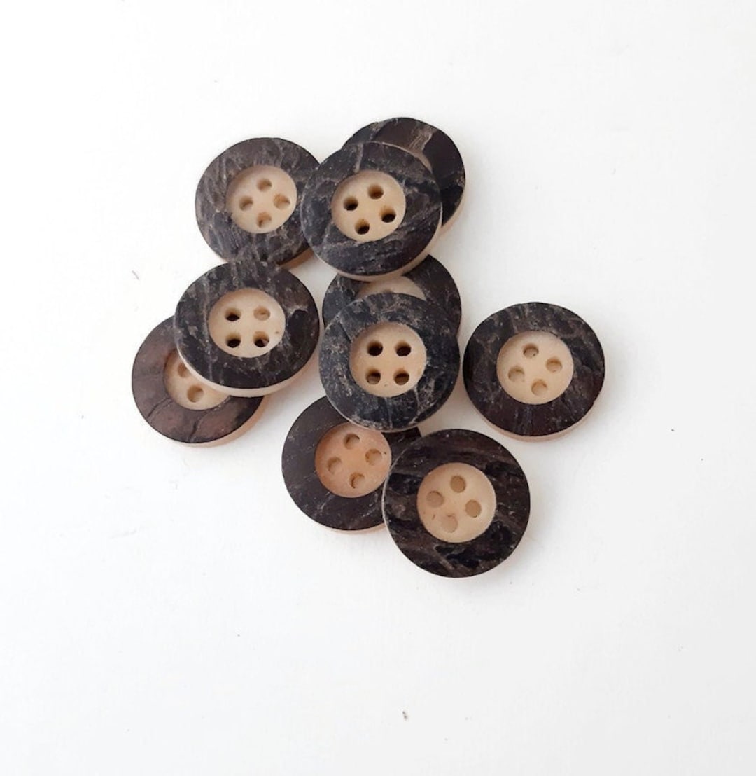 Corozo Tagua Nut Buttons in Dark Chocolate Brown and Butterscotch, Eco ...