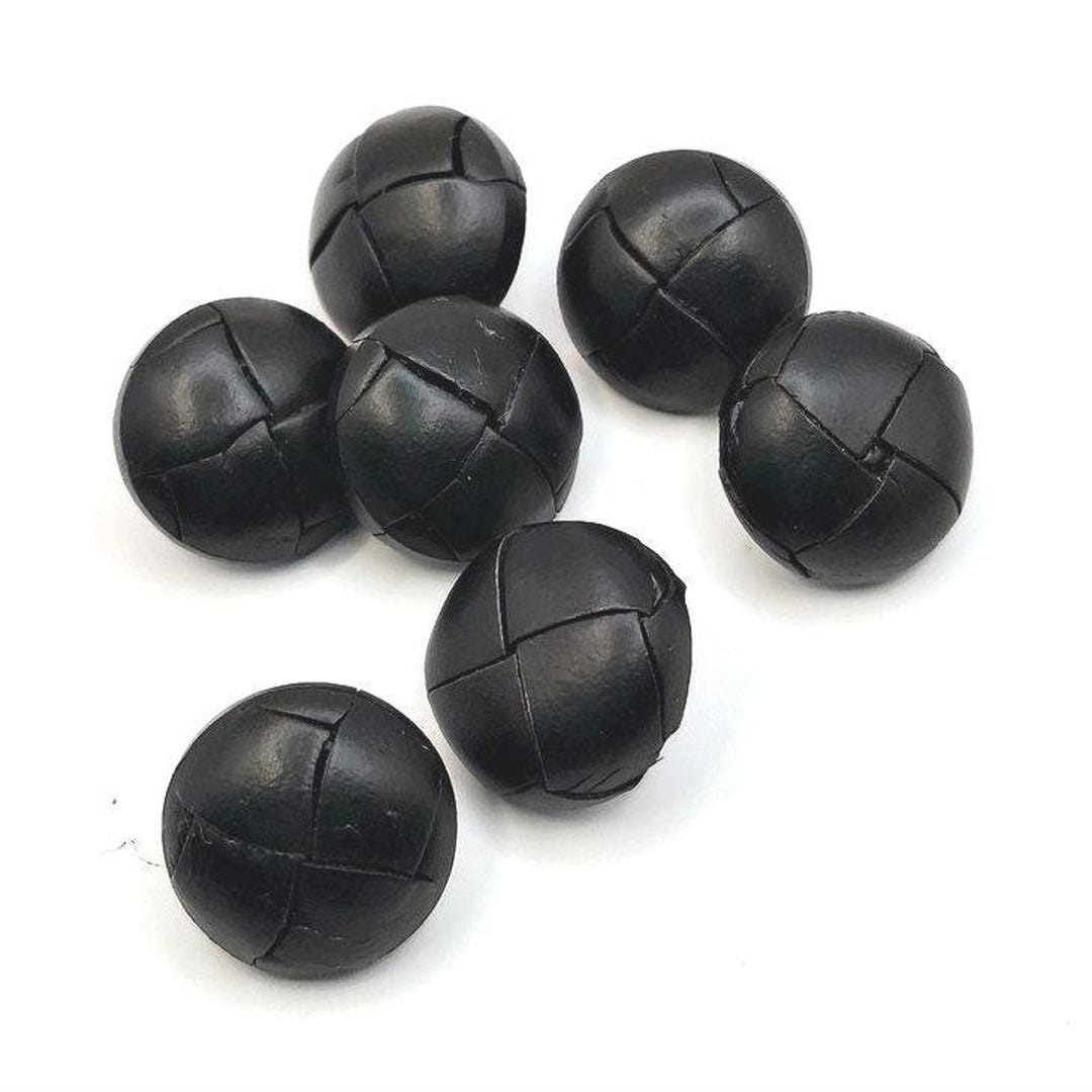 Small Size Black Leather Plaited Vintage Buttons, Quality Old Stock ...