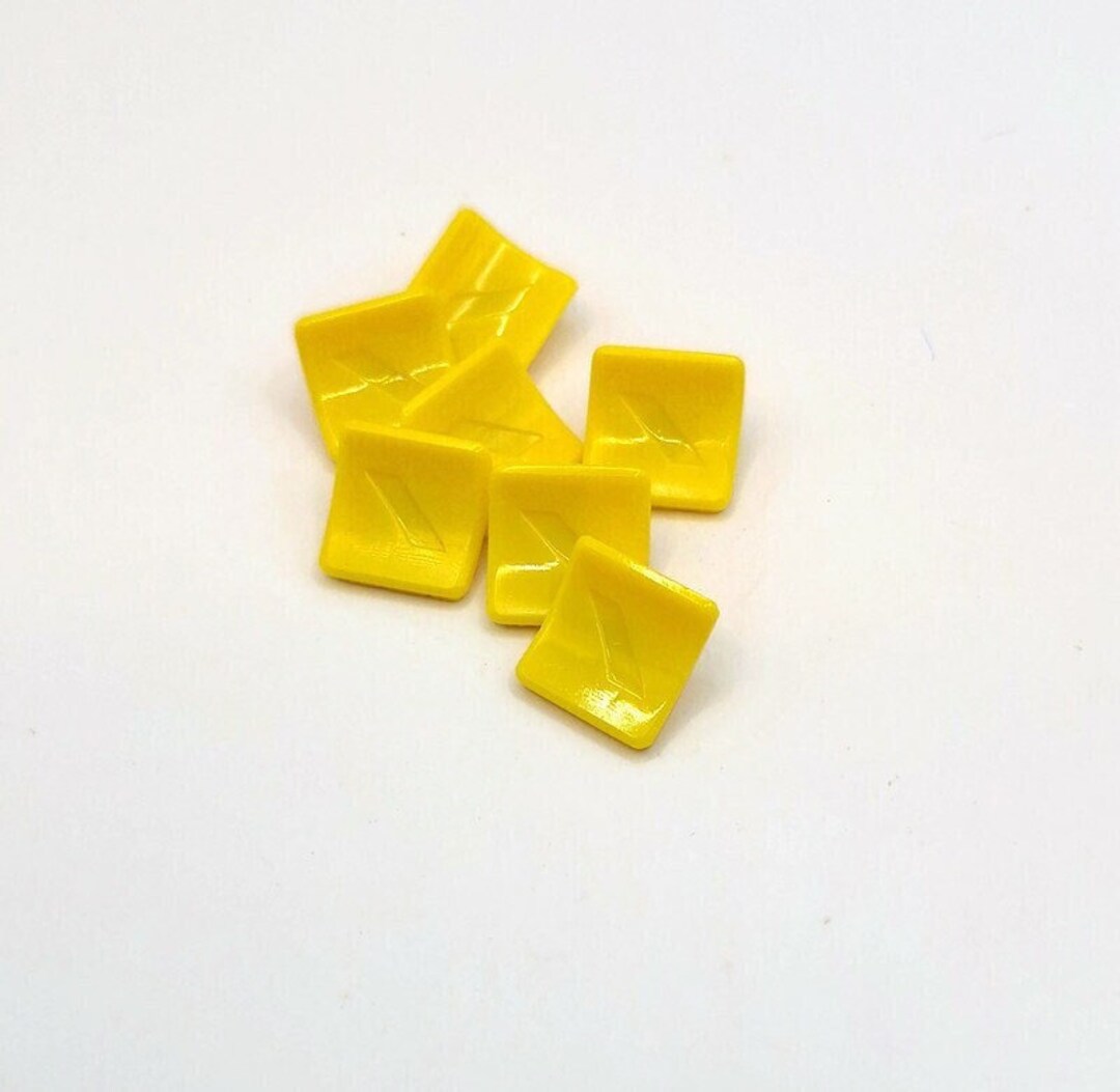 Small Canary Yellow Vintage Czech Glass Buttons a Curved Square, 1940s ...