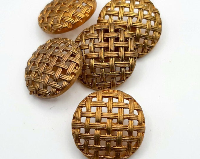 Lattice Design Gold Metal Vintage Buttons for Jacket or Coat, Chunky ...