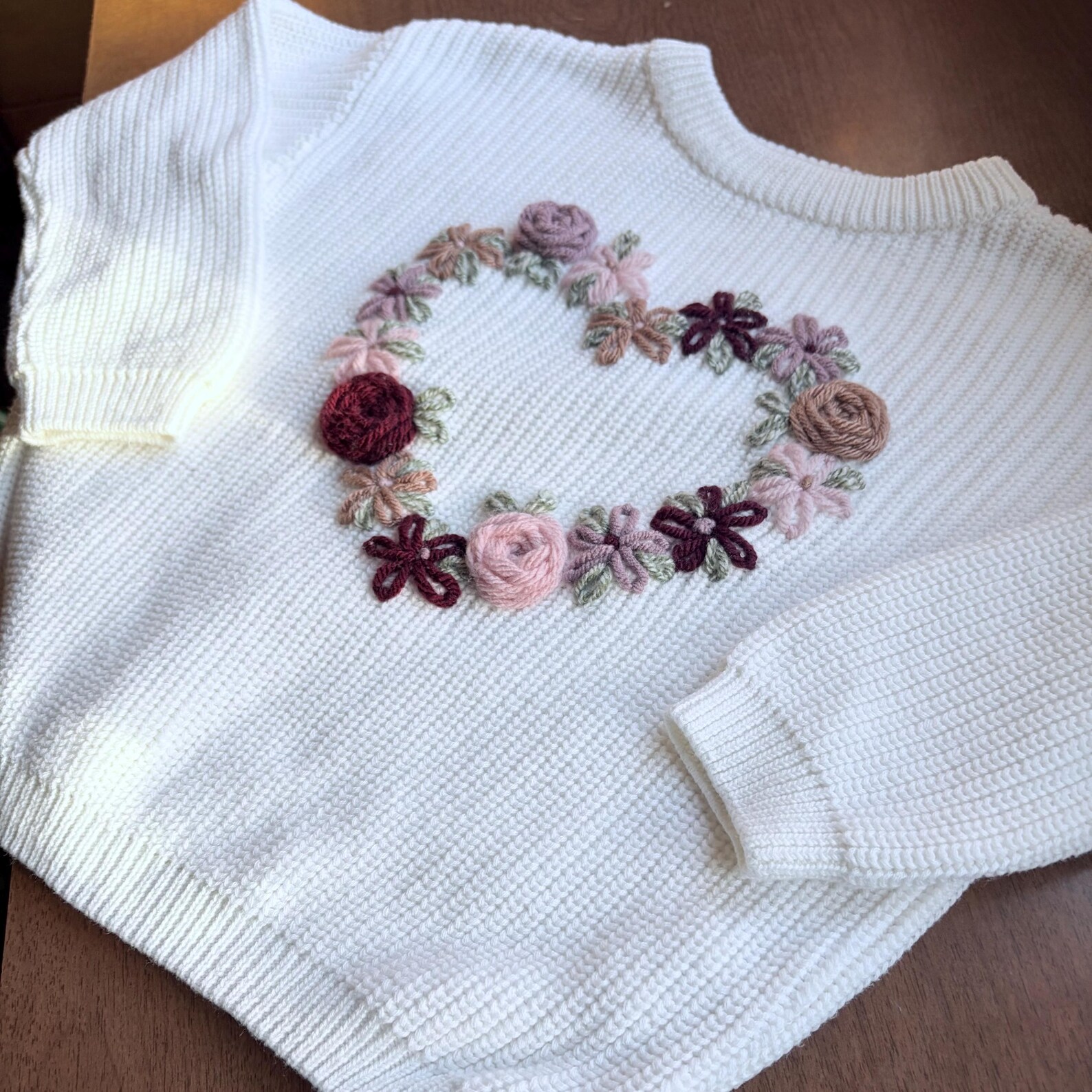 Hand Embroidered Floral Heart Sweater, Baby & Children, Valentine - Etsy