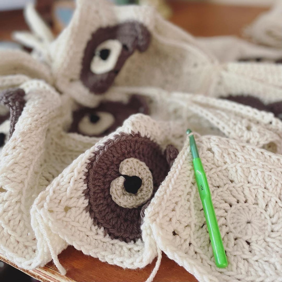 Baby Bear Crochet Blanket PATTERN: Granny Square Teddy Bear Throw (PDF ...