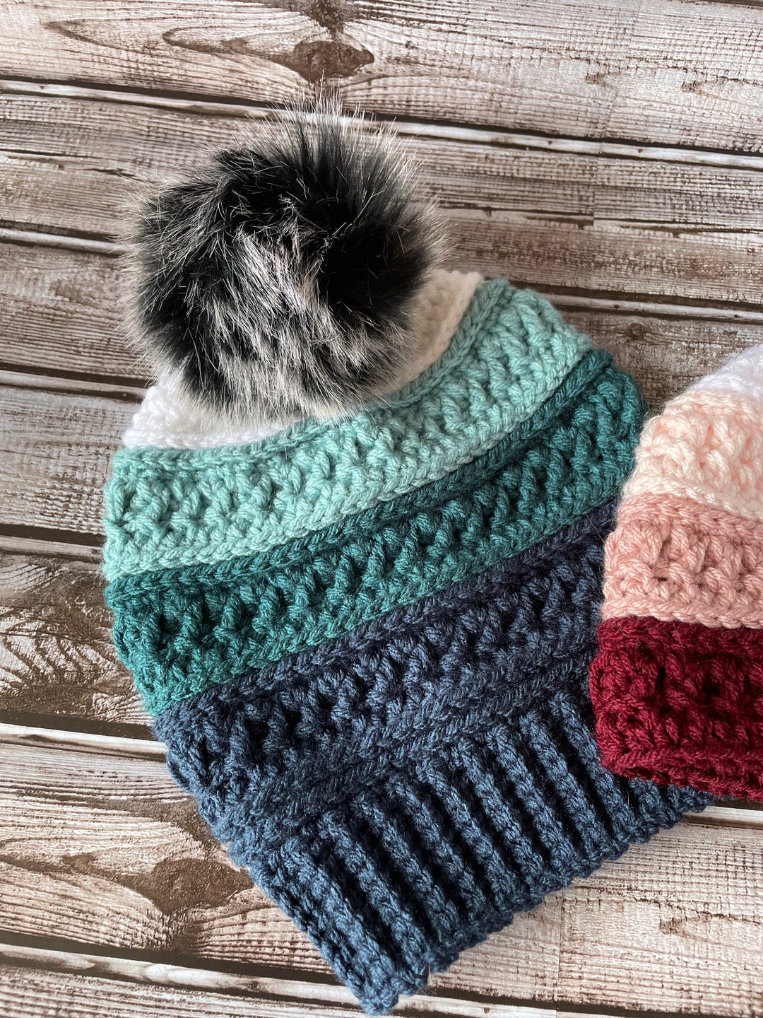 Twilight Mountain Beanie, Pompom Hat, Winter Hat, Toque, Farmhouse ...