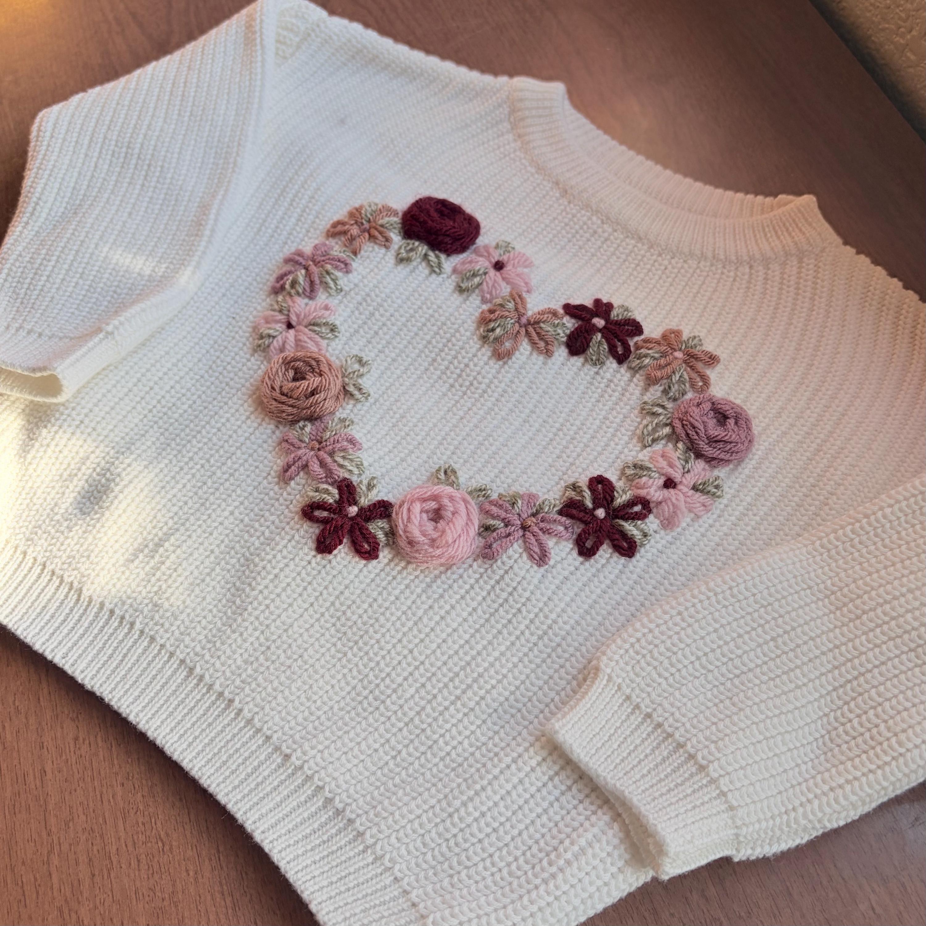 Hand Embroidered Floral Heart Sweater, Baby & Children, Valentine - Etsy