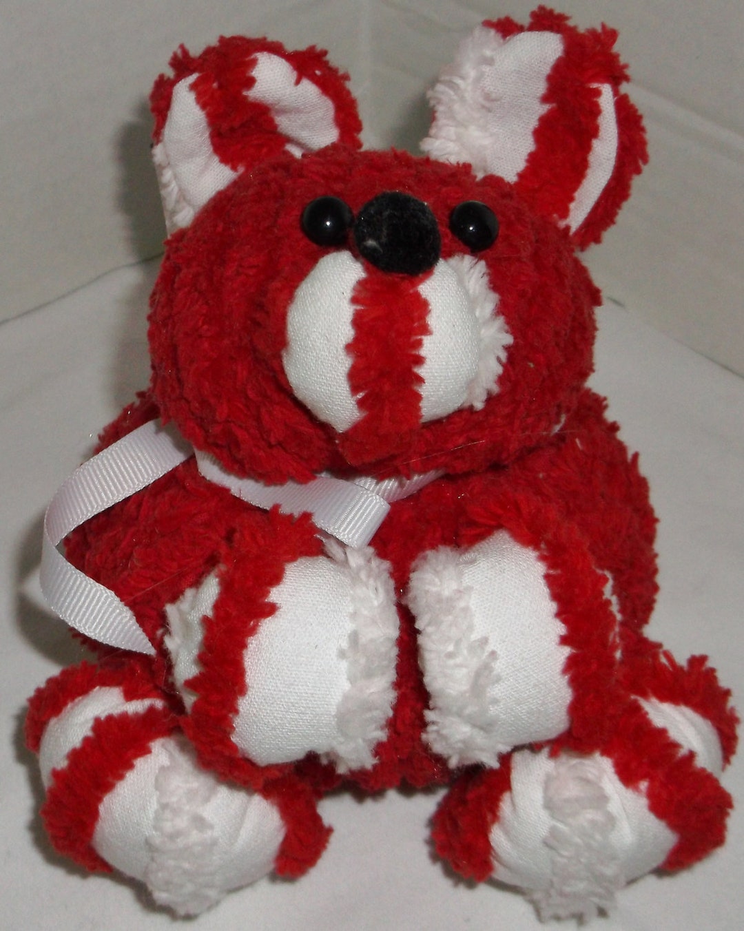 Red and White Chenille Bear (small) - Etsy