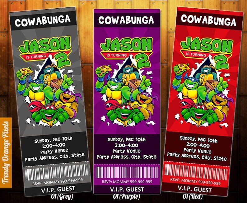 PRINTABLE TMNT invitation ninja turtle ticket invite | Etsy