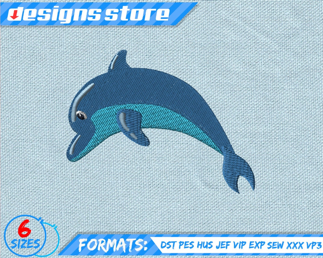 DOLPHIN EMBROIDERY DESIGN, Sea Dolphin Summer Fish Machine Embroidery Design, Summer Embroidery ...