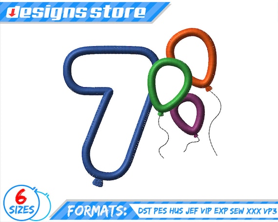 BIRTHDAY Number 7 BABY APPLIQUE Design Birthday Balloon - Etsy