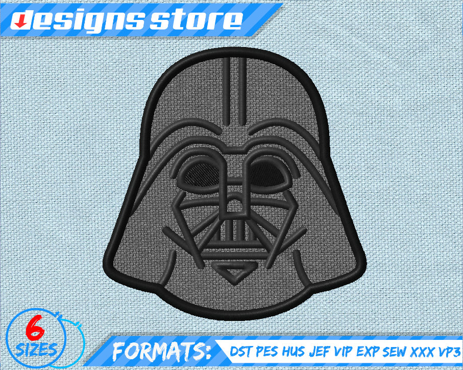 DARTH VADER APPLIQUE Design Embroidery Star Wars Machine R2D2 Applique ...