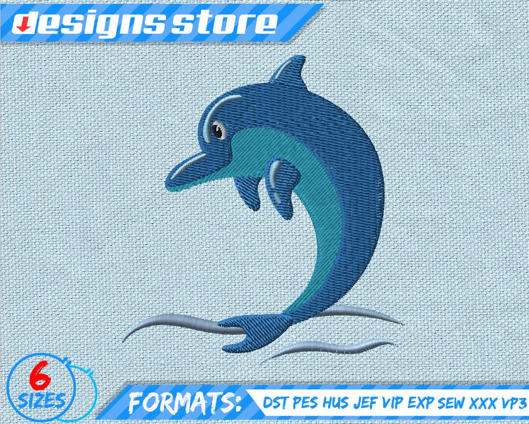 DOLPHIN EMBROIDERY DESIGN, Sea Dolphin Summer Fish Machine Embroidery ...