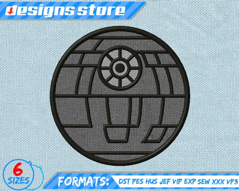 DEATH STAR APPLIQUE Design Embroidery Star Wars Machine R2D2 Applique ...