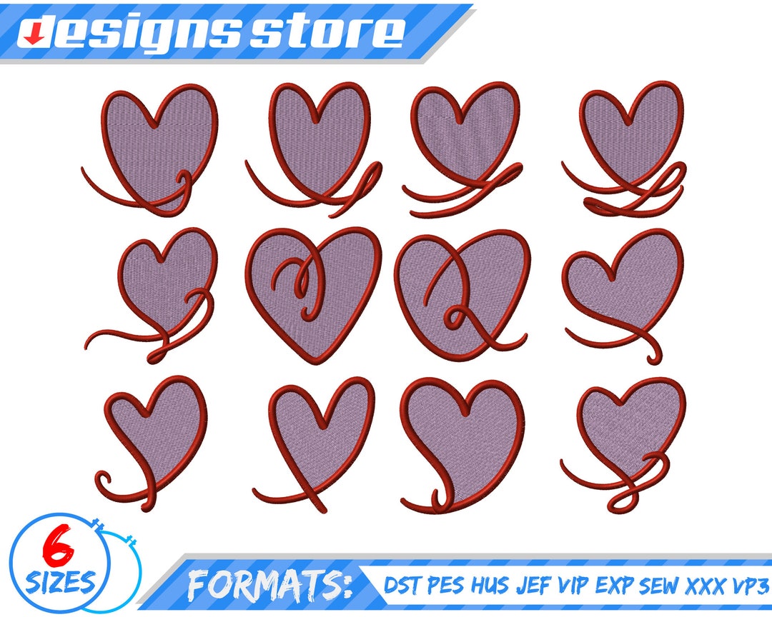 HEART EMBROIDERY DESIGN, Love Heart Machine Embroidery Design ...