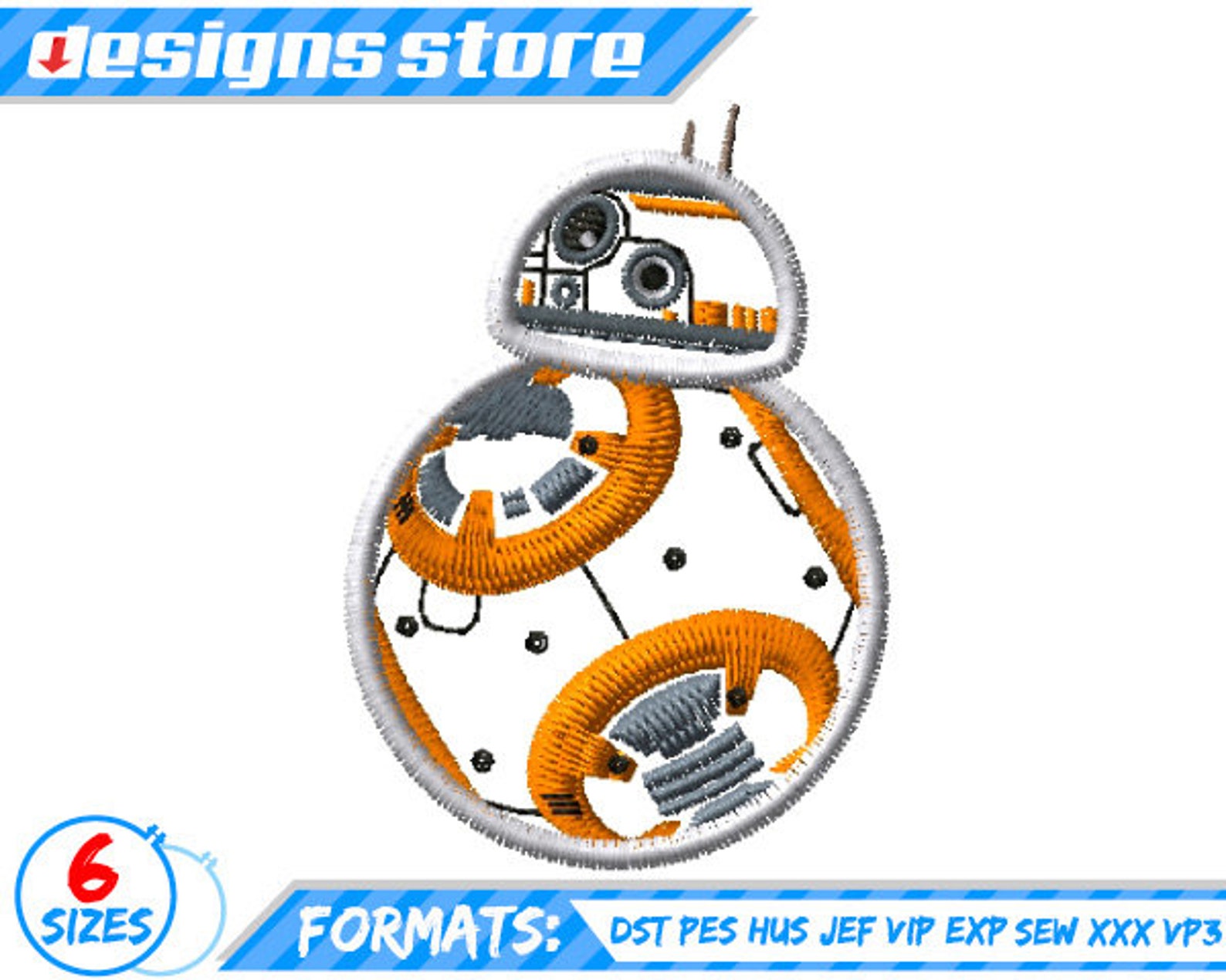 STAR WARS BB8 APPLIQUE Embroidery Design Machine Designs Star | Etsy
