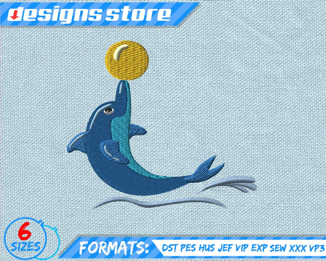 DOLPHIN EMBROIDERY DESIGN, Sea Dolphin Summer Fish Machine Embroidery Design, Summer Embroidery ...