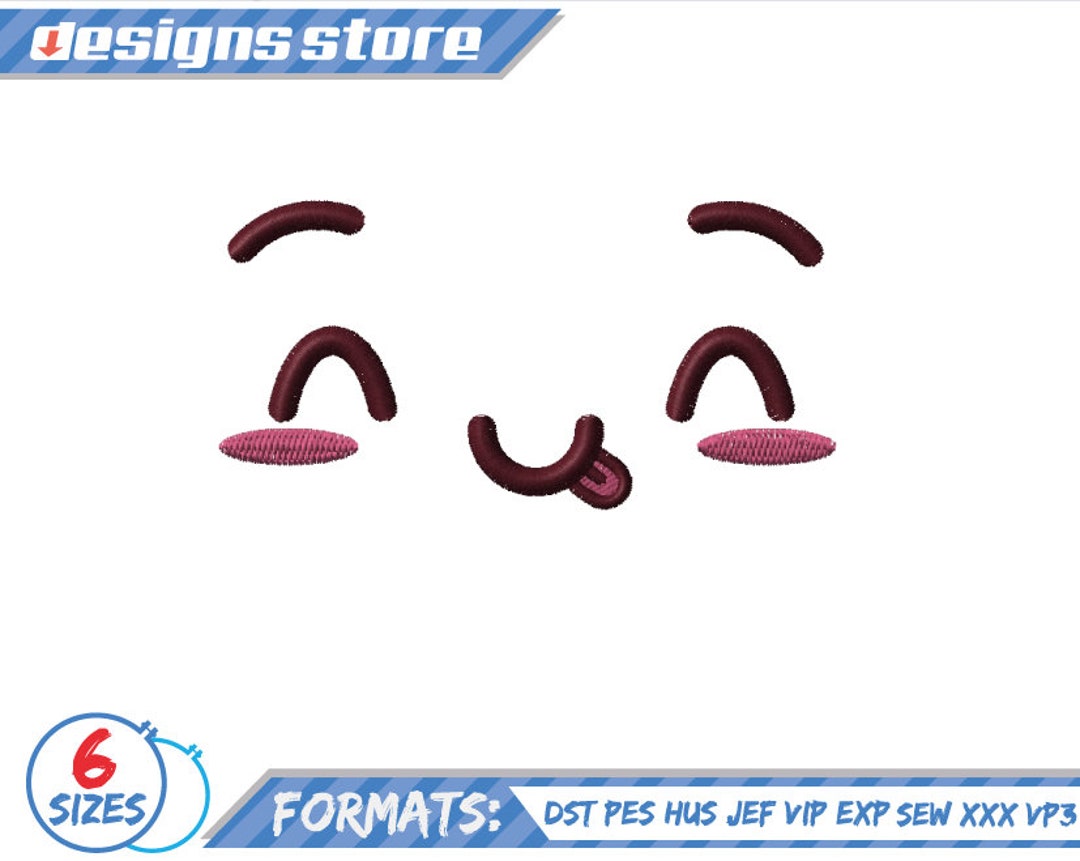 FACE EMBROIDERY DESIGN Cute Kawaii Face Embroidery Design Plushie Doll ...