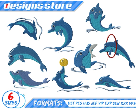 DOLPHIN EMBROIDERY DESIGN Sea Dolphin Summer Fish Machine - Etsy
