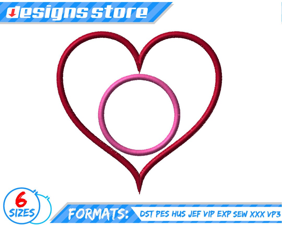 HEART APPLIQUE DESIGN, Valentine Heart Applique Embroidery Design ...