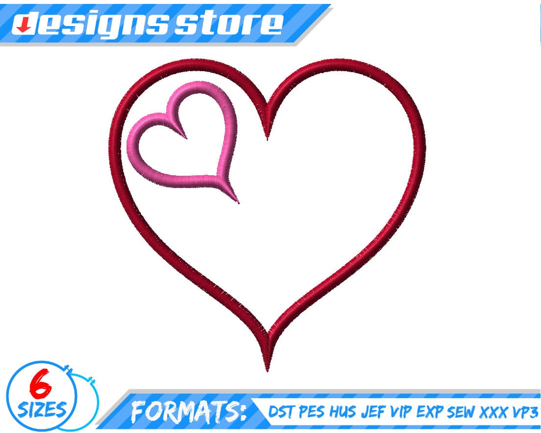 HEART APPLIQUE DESIGN, Valentine Heart Applique Embroidery Design ...