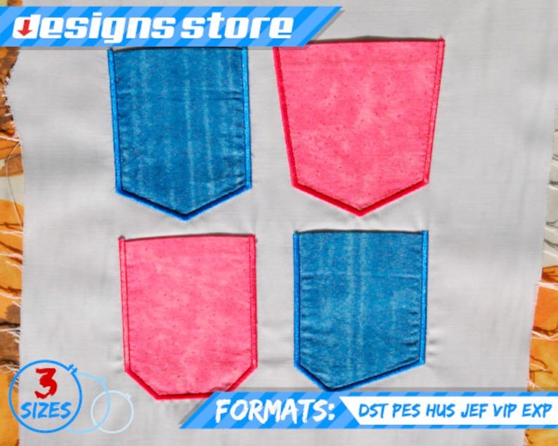 POCKET APPLIQUE DESIGN embroidery In the hoop ith pocket | Etsy