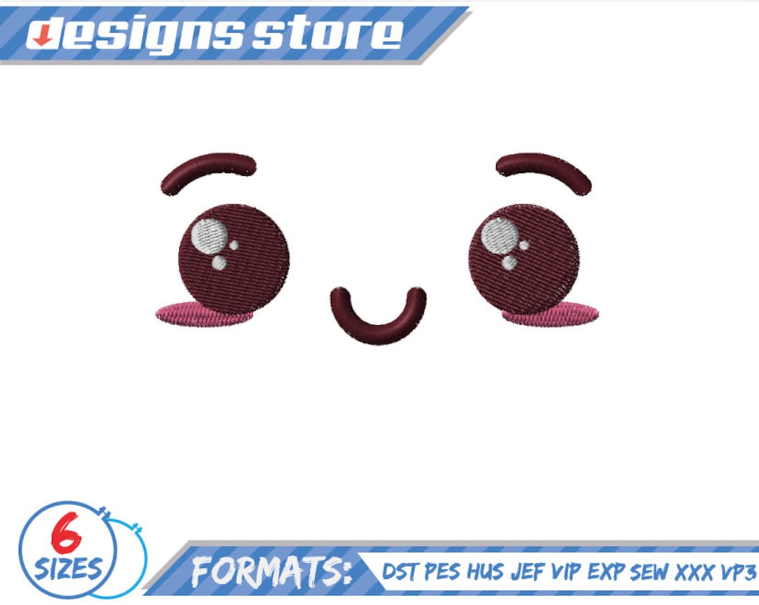 FACE EMBROIDERY DESIGN Cute Kawaii Face Embroidery Design Plushie Doll ...