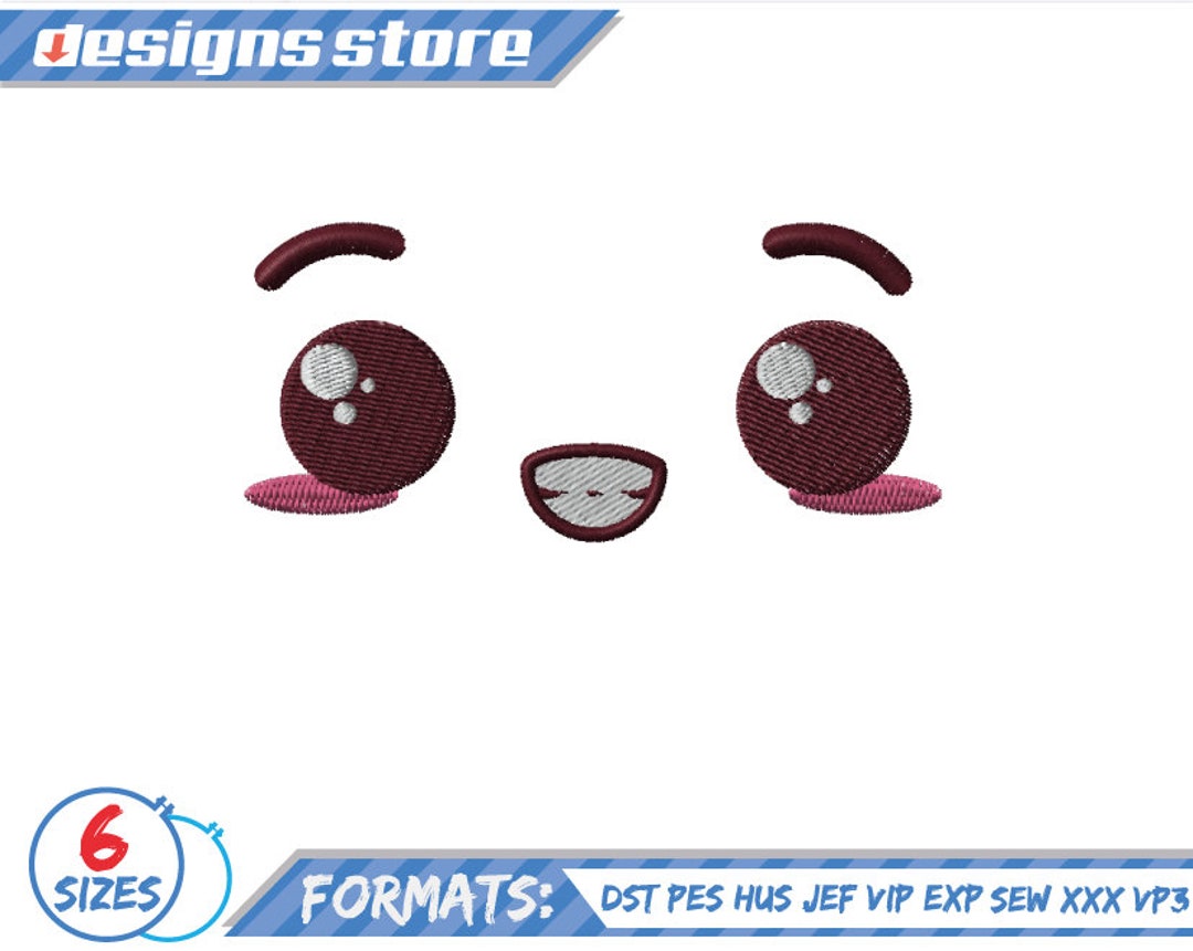 FACE EMBROIDERY DESIGN Cute Kawaii Face Embroidery Design Plushie Doll ...