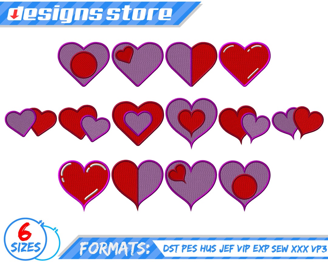 HEART EMBROIDERY DESIGN, Love Heart Machine Embroidery Design ...